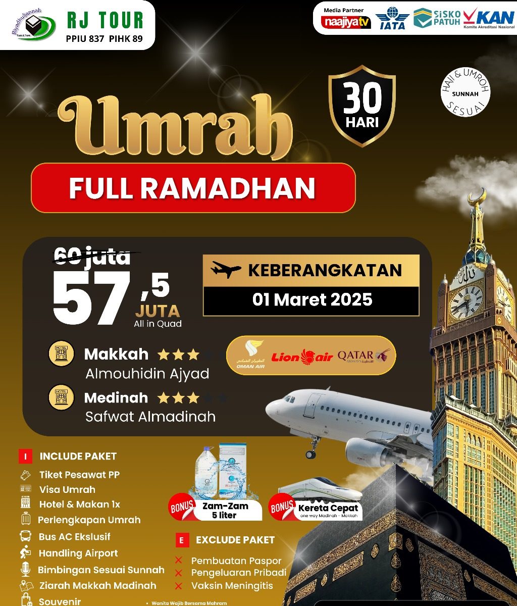 Paket Umroh Full Ramadan 30 Hari - RJ Tour - UMROHSUNNAH.ID